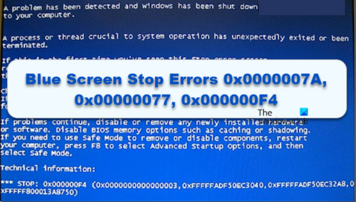 Fix Blue Screen Errors 0x0000007A, 0x00000077, 0x000000F4