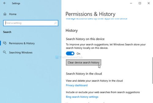 How to clear Windows Search History and remove Recent Activities
