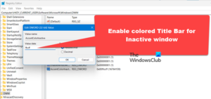 Enable colored Title Bar for INACTIVE window in Windows 11/10