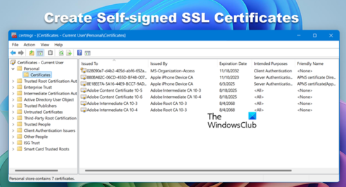 How to create Self-signed SSL Certificates in Windows 11/10