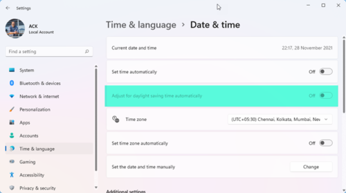Enable or Disable Adjust for Daylight Saving Time in Windows 11/10