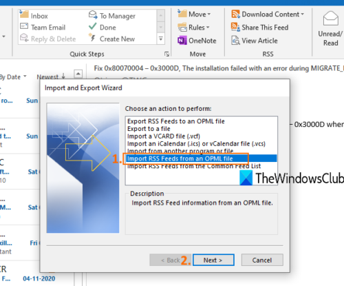 How to import or export RSS Feed subscriptions in Outlook