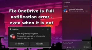 Fix OneDrive is Full notification error even when it is not full