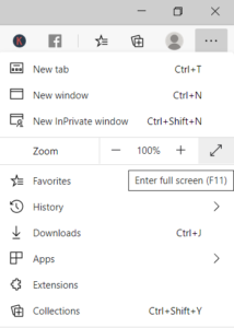 How to open Chrome, Edge or Firefox browser in Full Screen mode