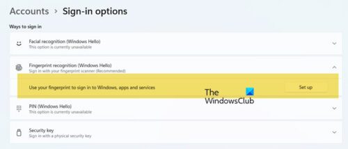Set up Windows Hello or Fingerprint Reader on PC or Surface