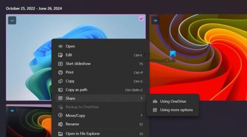 Share image and video files using Photos App in Windows 11/10