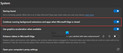Stop Microsoft Edge from running in the background in Windows 11