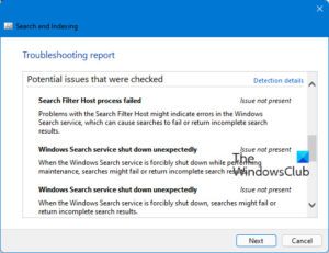 Search and Indexing Troubleshooter Fix broken Search in Windows 11