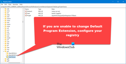 Unable to change Default Program Extension on Windows 11/10