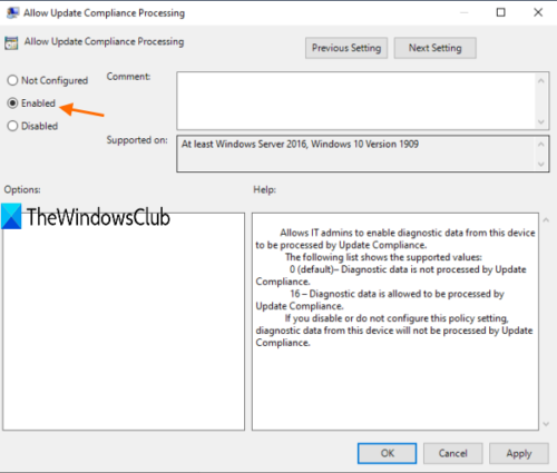 Disable or Enable Update Compliance Processing in Windows 11