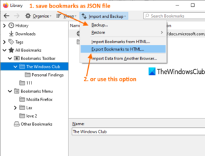 How to Export or Backup Bookmarks from Firefox browser
