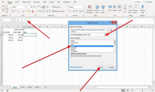 How to use DAYS and DAYS360 functions in Excel