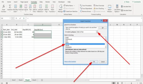 How to use DAYS and DAYS360 functions in Excel