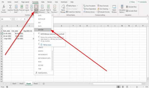 How to use DAYS and DAYS360 functions in Excel