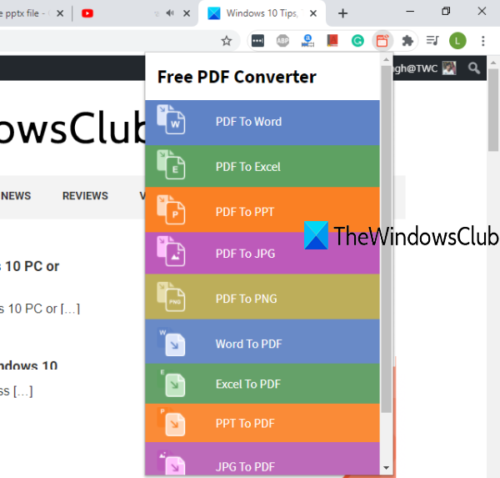 Free PDF converter add-ons for Chrome, Edge, Firefox to convert PDF