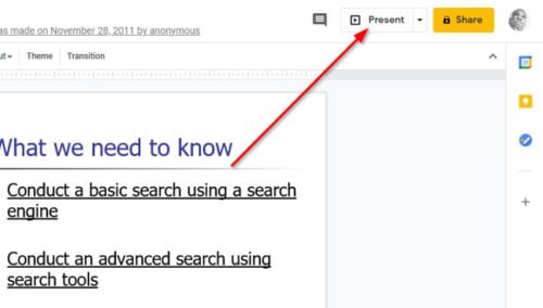 How to make Google Slides loop without publishing