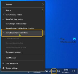 Hide or Show Touch Keyboard Button on Taskbar in Windows 11