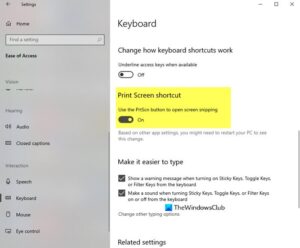 Make PrtScr key open Screen Snipping Tool to copy a region of screen