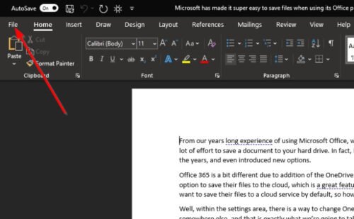 How to change the default Save location in Office