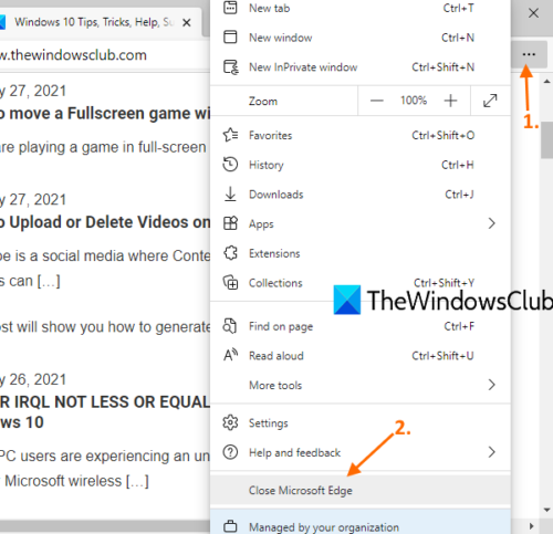 Close all opened browser tabs at once in Chrome, Edge, or Firefox