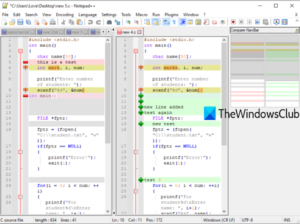 How to compare two files in Notepad++