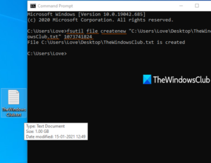 How to create large size dummy files in Windows 11/10