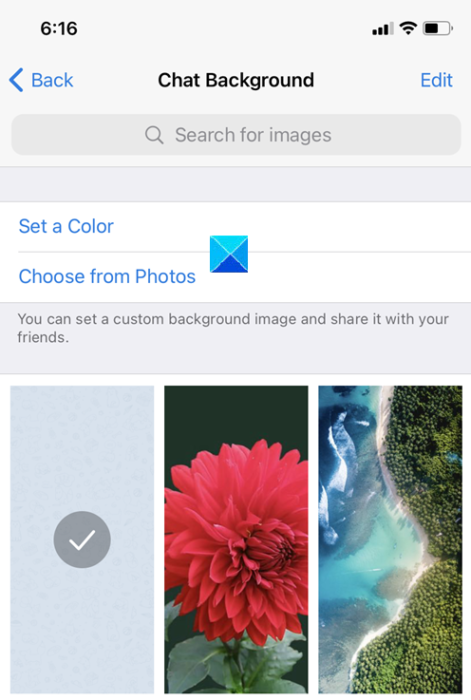 How to change chat background in Telegram