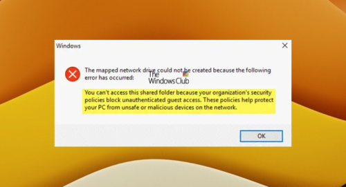 The mapped network drive could not be created in Windows 11