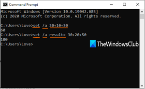 Perform Arithmetic operations in Command Prompt on Windows 11
