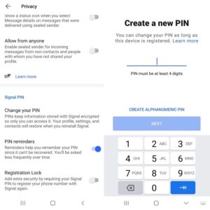 How to enable Screen Lock and Change PIN on Signal