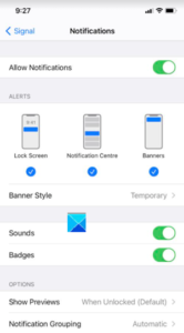 Signal app not sending or receiving messages