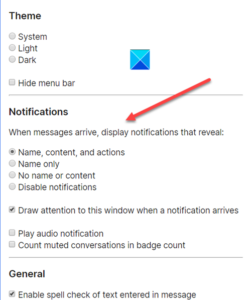 How to limit notification content in the Signal app for Desktop