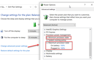 Change Processor Power State when on Battery using PowerCFG