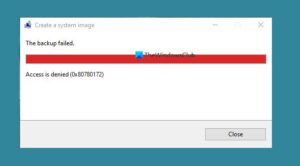 System Image backup failed with error 0x80780172 on Windows 11