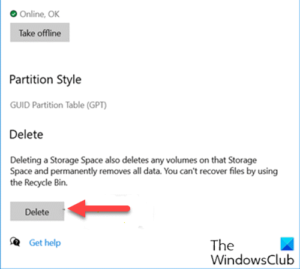 How to Delete a Storage Space from Storage Pool in Windows 11