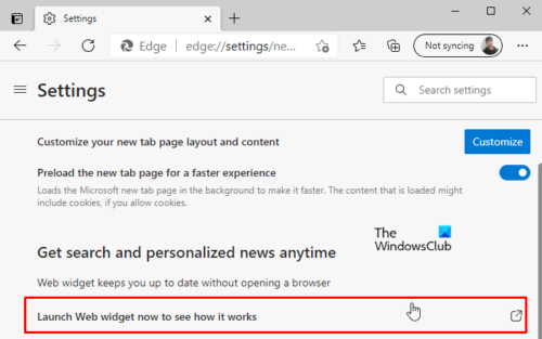 Enable or Disable Web Widget of Microsoft Edge in Windows 10