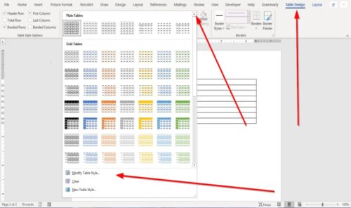 How to format Word Tables using Table Styles and Quick Tables