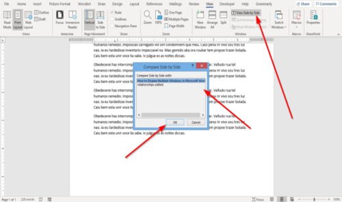 How to display and work with multiple windows in Word
