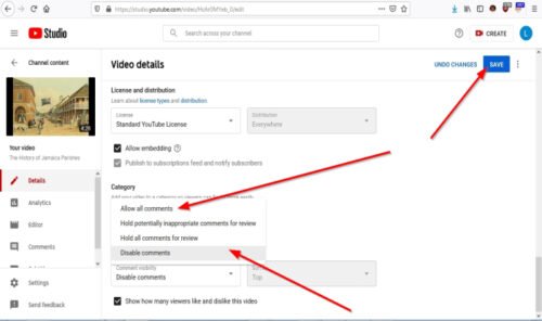 How to Disable Comments on your YouTube videos
