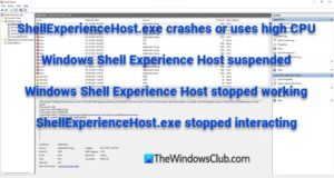 ShellExperienceHost.exe crashes, suspended or stopped working