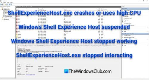 ShellExperienceHost.exe crashes, suspended or stopped working