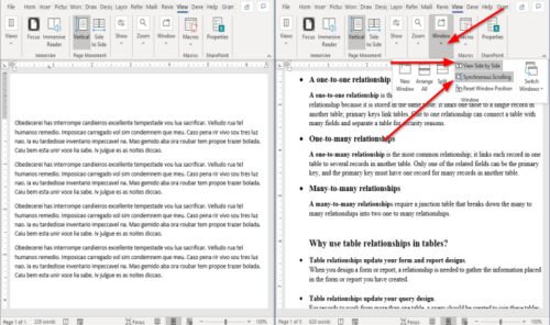 How to display and work with multiple windows in Word