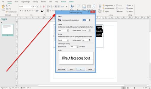 How to use Character, Line, Paragraph Spacing Tool in Publisher
