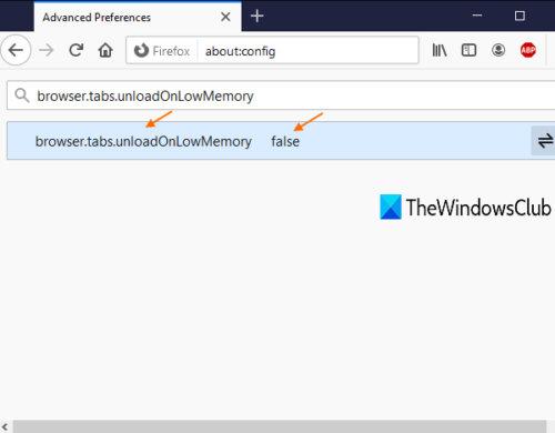 Enable or Disable Tab Sleep feature in Firefox browser