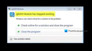 igfxEM module has stopped working error in Windows 11/10