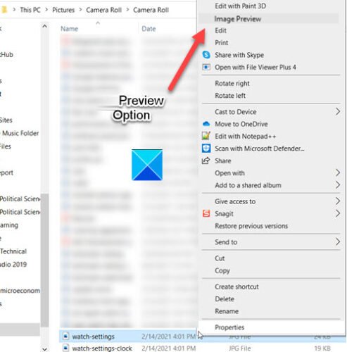 Image Preview missing from Context Menu in Windows 11