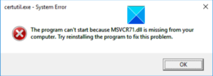 MSVCR71.dll is missing from Windows 11/10 computer