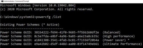 Change Power configuration for performance using PowerCFG