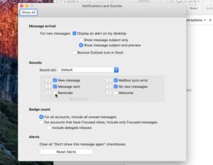 How to turn off Outlook Reminders and Reminder Sound on Mac