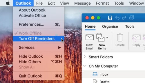 How to turn off Outlook Reminders and Reminder Sound on Mac